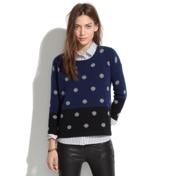 Madewell | Sweaters | Madewell Merino Wool Polka Dot Color Block ...
